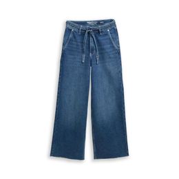 Tom Tailor Denim Damen TTMIJA CULOTTE Jeans mit G&uuml;rtel, blau, Uni, Gr. S