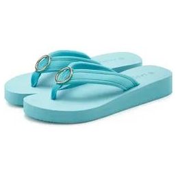 Badezehentrenner Lascana "Sandale, Badeschuh, Pantolette, Badelatsche, Flip Flop, Sommerschuh", Damen, Gr. 36, t&uuml;rkis, Obermaterial: 100% Textilmaterial. Decksohle: 100% Synthetik. Futter: 100% Textilmaterial. Laufsohle: 100% Synthetik, unifarben, Schuhe Zehentrenner Dianette, Zehentrenner mit Ringapplikation "Italy" VEGAN