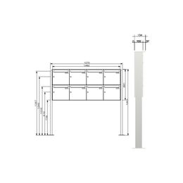 Renz ONZO 8er freistehende Briefkastenanlage in V2A Edelstahl mit 2ten Namensschild (Fu&szlig;platten)