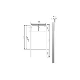 Renz ONZO 2er freistehende Briefkastenanlage in V2A Edelstahl (einbetonieren)