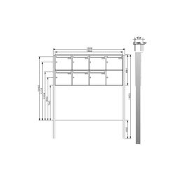 Renz ONZO 7er freistehende Briefkastenanlage in V2A Edelstahl (einbetonieren)