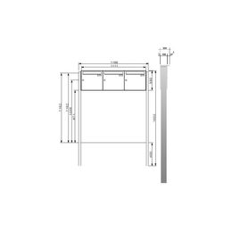 Renz ONZO 3er freistehende Briefkastenanlage in V2A Edelstahl (einbetonieren)
