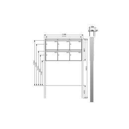 Renz ONZO 6er freistehende Briefkastenanlage in V2A Edelstahl (einbetonieren)
