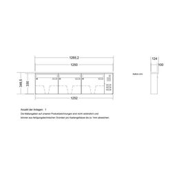 Renz LEABOX 3er Aufputzbriefkastenanlage mit 2ten Namensschild & Sprechfeld in V2A Edelstahl - LEA3