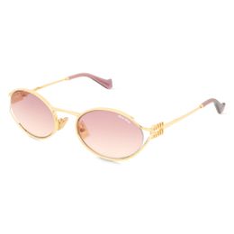 Miu Miu MU 52YS | Damen-Sonnenbrille | Fassung: Vollrand, Oval, Metall, Gold | Glasfarbe: Braun Verlaufend