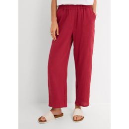 bonprix Musselin Barrel-Hose aus reiner Baumwolle, rot, Gr.38, Bequeme Musselin-Hose, aus 100% Baumwolle