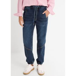bonprix Jogg Jeans Mid Waist stretch, blau, Gr.36, Bequeme Jeggings mit Teilungsn&auml;hten, 73% Baumwolle