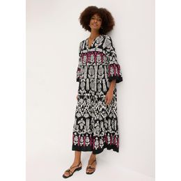 bonprix Maxikleid, schwarz, Gr.40, Modernes Tunika-Kleid in Maxil&auml;nge aus flie&szlig;ender Viskose, aus Viskose