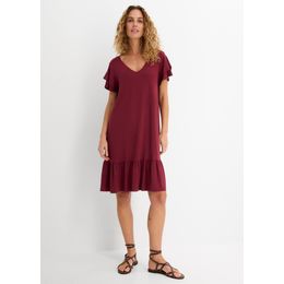 bonprix Jerseykleid mit Volant aus Viskose-Mix, rot, Gr.44/46 (L), Attraktives Jerseykleid mit Volants, aus Viskose