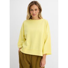 bonprix Oversize-Sweatshirt aus Baumwoll-Mix, gelb, Gr.48/50 (XL), L&auml;ssiges Oversize-Sweatshirt mit 3/4 &Auml;rmeln, 100% Baumwolle