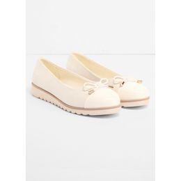 bonprix Ballerinas mit gepolsterter Innensohle, beige, Gr.42, Bequeme Komfort Ballerina mit Schleife, aus Vegan