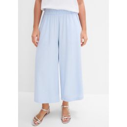 bonprix Palazzo-Hose aus Leinenmix, blau, Gr.40, Palazzo-Hose mit hochgeschnittenem, elastischen Bund in 7/8-L&auml;nge., aus Leinen,Viskose