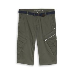 Tom Tailor Herren TTMAX REGULAR Overknee Shorts mit G&uuml;rtel, gr&uuml;n, Uni, Gr. 30