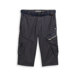 Tom Tailor Herren TTMAX REGULAR Overknee Shorts mit G&uuml;rtel, grau, Uni, Gr. 30