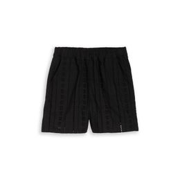 Tom Tailor Denim Damen Shorts mit Lochstickerei, schwarz, Uni, Gr. XS