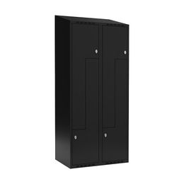 Z-Spind Fydor, 2 Abteile, schwarz, B 800 mm, schr&auml;ge Dachform, Vorh&auml;ngeschloss kaiserkraft