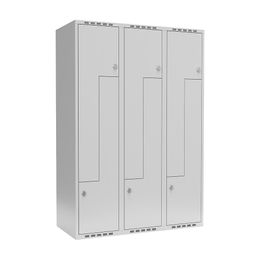 Z-Spind Fydor, 3 Abteile, lichtgrau, B 1200 mm, flache Dachform, Vorh&auml;ngeschloss kaiserkraft