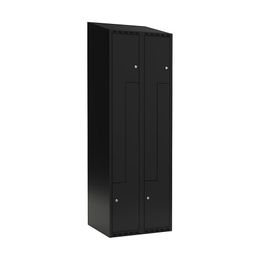 Z-Spind Fydor, 2 Abteile, schwarz, B 600 mm, schr&auml;ge Dachform, Zylinderschloss kaiserkraft