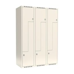 Z-Spind Fydor, 3 Abteile, wei&szlig;, B 1200 mm, flache Dachform, Vorh&auml;ngeschloss kaiserkraft