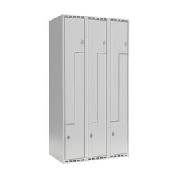 Z-Spind Fydor, 3 Abteile, lichtgrau, B 900 mm, flache Dachform, Vorh&auml;ngeschloss kaiserkraft