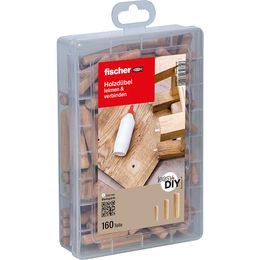 Fischer Fischer easyDIY Box Holzd&uuml;bel, Box aus hochwertigem Kunststoff, ab 3 Stk, Holzd&uuml;bel 160-teilig