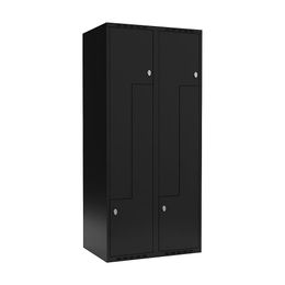 Z-Spind Fydor, 2 Abteile, schwarz, B 800 mm, flache Dachform, Vorh&auml;ngeschloss kaiserkraft