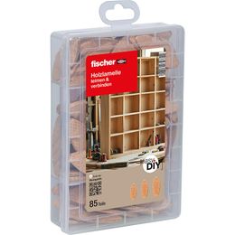 Fischer Fischer easyDIY Box Holzd&uuml;bel, Box aus hochwertigem Kunststoff, ab 3 Stk, Flachd&uuml;bel 85-teilig