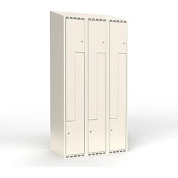 Z-Spind Fydor, 3 Abteile, wei&szlig;, B 900 mm, schr&auml;ge Dachform, Zylinderschloss kaiserkraft