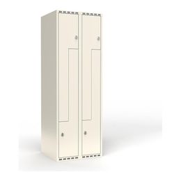 Z-Spind Fydor, 2 Abteile, wei&szlig;, B 600 mm, flache Dachform, Vorh&auml;ngeschloss kaiserkraft