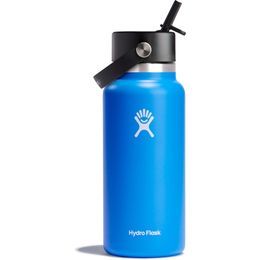 Trinkflasche Hydro Flask "32 OZ Wide Flex Straw Cap, 946 ml", blau (cascade), H:26,29cm, Edelstahl, Kunststoff, Trinkflaschen, Trinkflasche, geeignet f&uuml;r alle Wide Mouth Kappen und Deckel