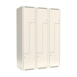Z-Spind Fydor, 3 Abteile, wei&szlig;, B 1200 mm, flache Dachform, Zylinderschloss kaiserkraft
