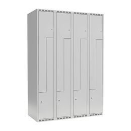 Z-Spind Fydor, 4 Abteile, lichtgrau, B 1200 mm, flache Dachform, Zylinderschloss kaiserkraft