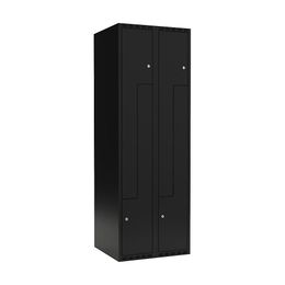 Z-Spind Fydor, 2 Abteile, schwarz, B 600 mm, flache Dachform, Zylinderschloss kaiserkraft