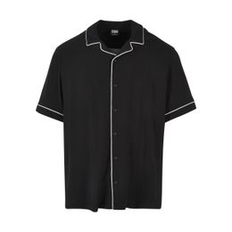Karohemd Urban Classics "Urban Classics Herren Bowling Shirt", Herren, Gr. M, US-Gr&ouml;&szlig;en, schwarz, 100% Viskose, unifarben, normal, Hemden Karohemd
