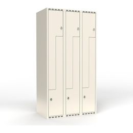Z-Spind Fydor, 3 Abteile, wei&szlig;, B 900 mm, flache Dachform, Vorh&auml;ngeschloss kaiserkraft