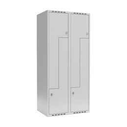 Z-Spind Fydor, 2 Abteile, lichtgrau, B 800 mm, 2 Abteile, flache Dachform, Vorh&auml;ngeschloss kaiserkraft