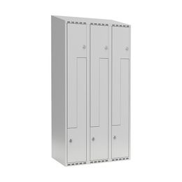 Z-Spind Fydor, 3 Abteile, lichtgrau, B 900 mm, schr&auml;ge Dachform, Vorh&auml;ngeschloss kaiserkraft