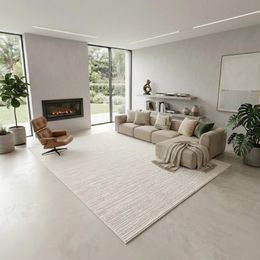 Teppich Sehrazat "LIMA, auch als L&auml;ufer", beige (creme), B:100cm H:10mm L:300cm, Polyester, Polypropylen, Teppiche, Teppich, Kurzflor, Linienstruktur, leichter Glanz, Wohnzimmer