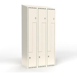Z-Spind Fydor, 3 Abteile, wei&szlig;, B 900 mm, schr&auml;ge Dachform, Vorh&auml;ngeschloss kaiserkraft