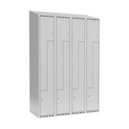 Z-Spind Fydor, 4 Abteile, lichtgrau, B 1200 mm, schr&auml;ge Dachform, Zylinderschloss kaiserkraft