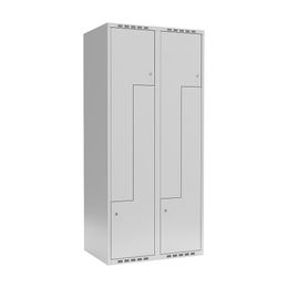 Z-Spind Fydor, 2 Abteile, lichtgrau, B 800 mm, 2 Abteile, flache Dachform, Zylinderschloss kaiserkraft