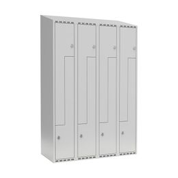Z-Spind Fydor, 4 Abteile, lichtgrau, B 1200 mm, schr&auml;ge Dachform, Vorh&auml;ngeschloss kaiserkraft