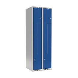 Z-Spind Fydor, 2 Abteile, lichtgrau, B 600 mm, 2 Abteile, flache Dachform, Zylinderschloss kaiserkraft