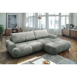 Ecksofa exxpo - SOFA FASHION, light grau, B:280cm H:87cm T:187cm, Sofas, Ecksofa, inkl. Bettfunktion und Bettkasten,toller Sitzkomfort, Steppung im Sitz