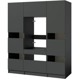 Mehrzweckschrank-Set BASIC BY BALCULINA "Washhome B/T/H 168x68x200 cm", anthrazitfarben, B:168cm H:200cm T:68cm, FSC-zertifizierter Holzwerkstoff, Kastenm&ouml;bel-Sets, Breite 168cm, h&ouml;henverstellbare Metallf&uuml;&szlig;e
