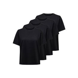 T-Shirt Only "T-Shirt ONLOnly TEE 4P 4er Pack", Damen, Gr. L, schwarz, Obermaterial: 100% Baumwolle CO., Shirts T-Shirt