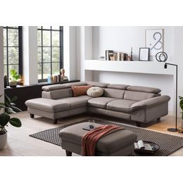 Ecksofa Home Affaire "Pilot L-Form", elephant, B:266cm H:73cm T:108cm, 100% Polyester; Feinstruktur 75000 Scheurtouren; Struktur 35000 Scheuertouren, Mikrofaser 40000 Scheuertouren, Sofas, Ecksofa, mit Kopfteilverstellung, wahlweise mit Bettfunktion & Bettkasten