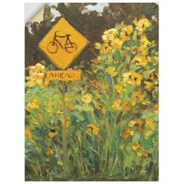 Wandbild Artland "Bicycle Crossing", farbe bild(er): gelb, B:90cm H:120cm, Bilder, als Alubild, Leinwandbild, Poster, Wandaufkleber in verschied. Gr&ouml;&szlig;en