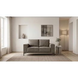 2-Sitzer OTTO HOME "Kompaktsofa Oland, Struktur, Flachgewebe, Luxus-Microfaser, Boucle", braun, B:164cm H:85cm T:83cm, 100% Polyester, Sofas, 164 cm, Wellenunterfederung, Skandi-Design, Metallf&uuml;&szlig;e