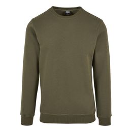Rundhalspullover Urban Classics "Urban Classics Herren Basic Terry Crew", Damen, Gr. S, olive, 65% Baumwolle, 35% Polyester, unifarben, normal, Rundhals, Pullover Rundhalspullover